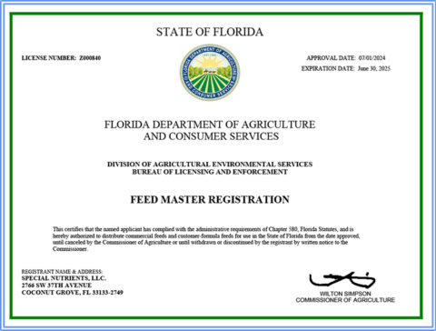Feed master registration - Special_Nutrients